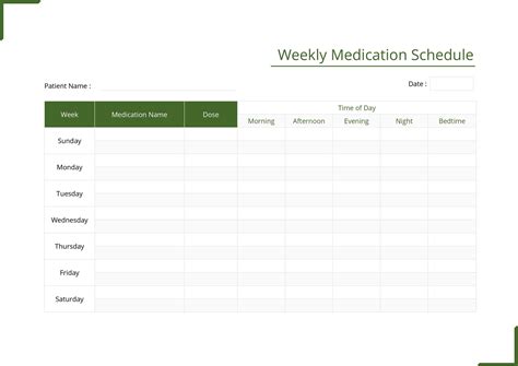 Medical Schedule Template Medication Timetable Template Kksurc