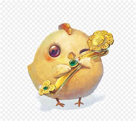 手绘水彩动物拿着金色发夹的小鸡PNG图片素材下载 图片编号8138770 PNG素材网