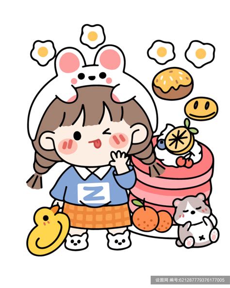 可爱卡通女孩矢量图案ai下载编号621287779376177005 设图网