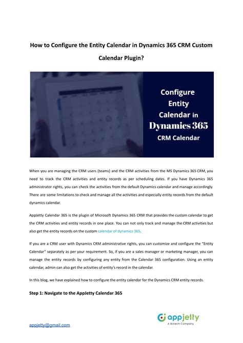 Ppt How To Configure The Entity Calendar In Dynamics 365 Crm Custom Calendar Plugin