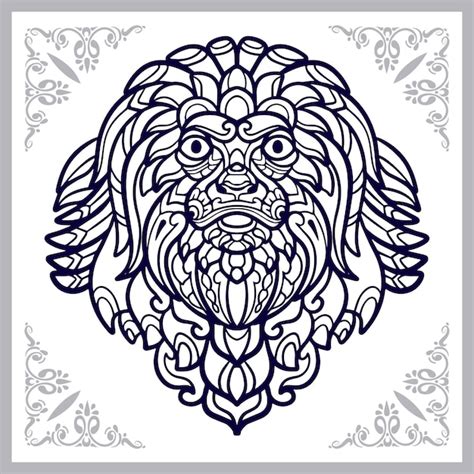 Cabeza De Mono Mandala Artes Aislado Sobre Fondo Blanco Vector Premium