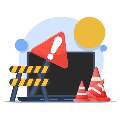 website under maintenance concept laptop with repair tools and warning