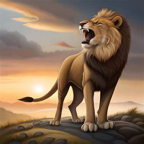 Premium Ai Image A Lion Roaring Fiercely With Its Mouth Wide Open And
