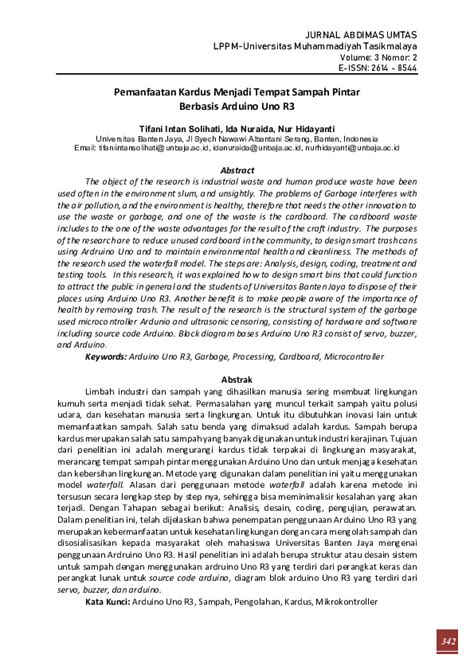 Pdf Pemanfaatan Kardus Menjadi Tempat Sampah Pintar Berbasis Arduino Uno R3 Nur Hidayanti