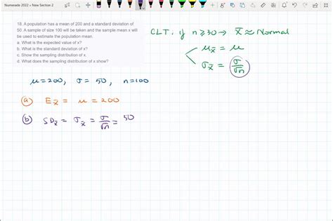 Solved 18 A Population Has A Mean Of 200 And A Standard Deviation Of