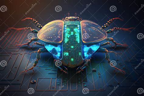Electronic Bug On Circuit Computer Virus Concept Spy Bug Generative Ai Stock Image Image