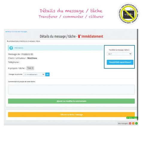 Module Rappels tâches messages internes depuis le backoffice