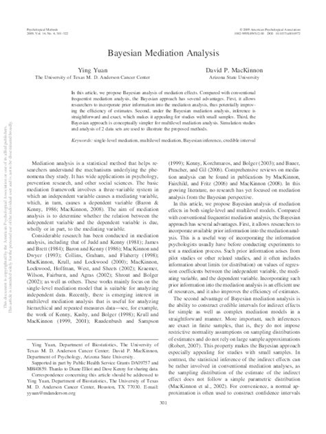 Pdf Bayesian Mediation Analysis