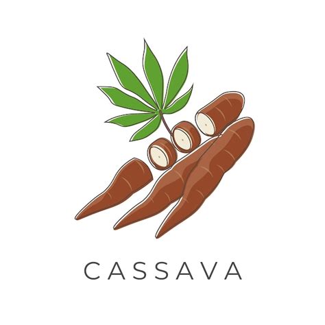 Premium Vector Illustration Logo Cartoon Slices Cassava Root With Leaves