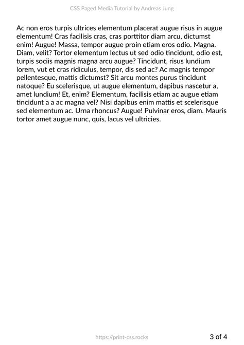 print css rocks printcss css paged media tutorial and information