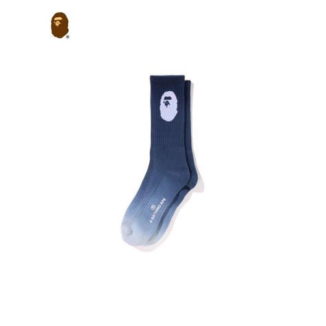 Bape猿人頭字母提花漸變色圖案高筒襪加厚毛巾底精品運動襪子潮牌 蝦皮購物