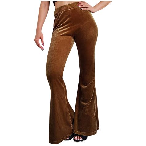 Cfhntfmh Velvet Pants For Women Soft High Elastic Waisted Casual Fall
