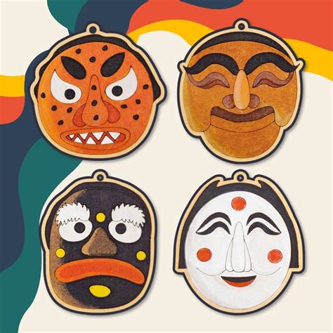 플레이우드 우리나라 전통 탈 가방걸이 종 택 BOX