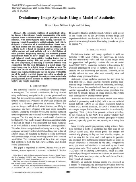 Evolutionary Image Synthesis Using A Model Of Aesthetics Pdf Normal