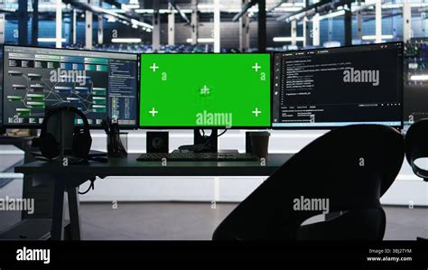 Visual Programming Systems On Green Screen Pc In Data Center Tracking