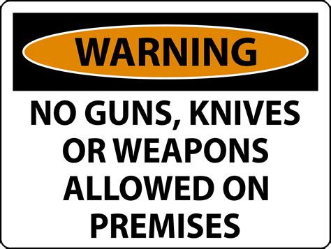 Warning Gun Rules Sign No Guns Knives Or Weapons Allowed On Premises