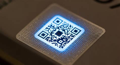 Illuminated Quick Response Code Displayed On A Translucent Surface With A Soft Glow Stock