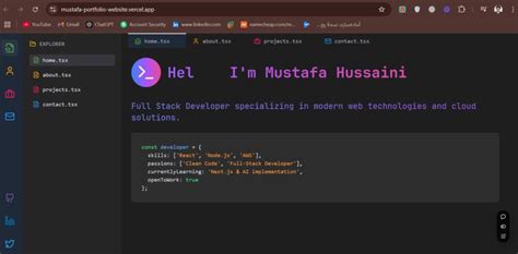 Mustafa Hussaini On Linkedin Webdevelopment Portfolio React Tailwindcss Opentowork