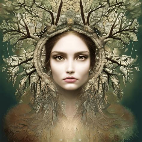 Head And Shoulders Of Tree Of Life Woman Intricately Detailed Beautiful