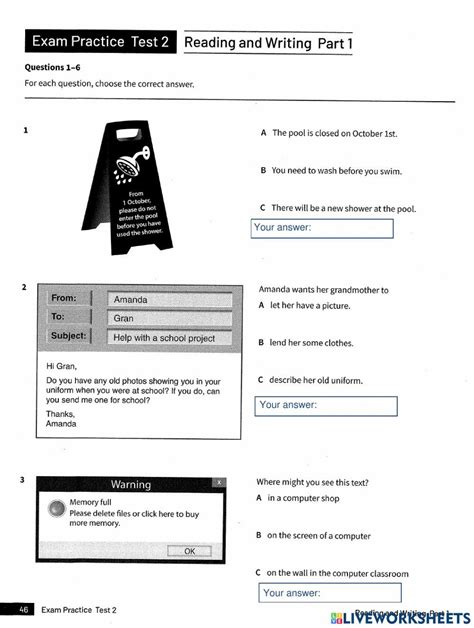 Review Reding Worksheet Live Worksheets