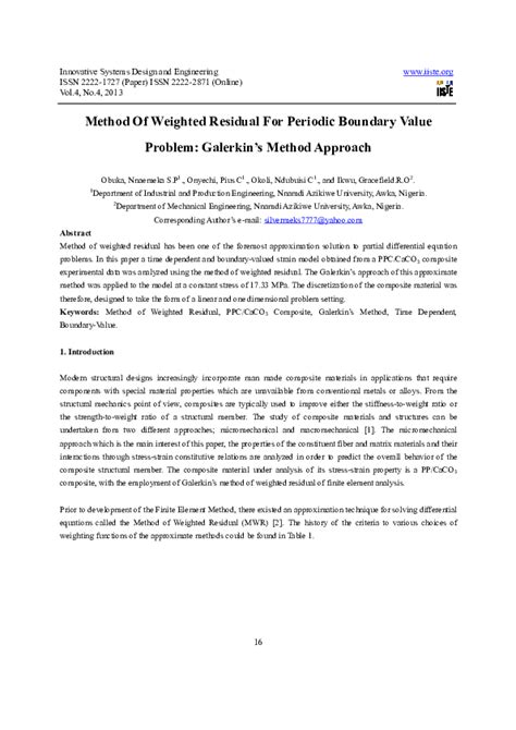 Pdf Method Of Weighted Residual For Periodic Boundary Value Problem Galerkin Method Approach