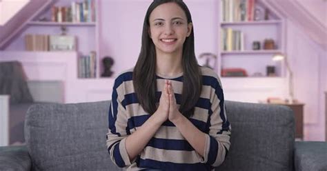 Happy Indian Girl Doing Namaste People Stock Footage Ft Young