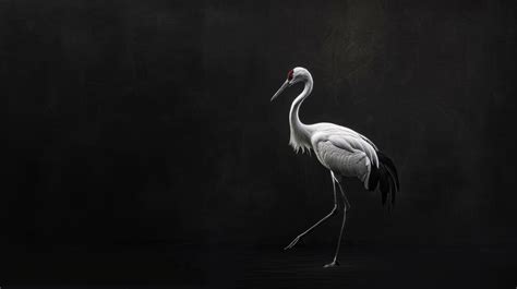 A White Crane With A Black Tail And A Black Tail Premium Ai Generated