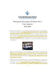 Managerial Economics Problem Set Pdf Pdf Managerial Economics Problem Set Cost Analysis