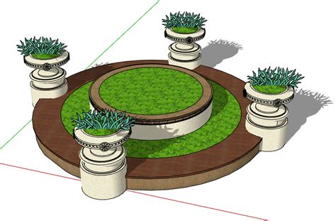 城市观赏圆形树池 su模型 景观建筑 土木在线