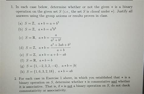 Solved 1 In Each Case Below Determine Whether Or Not The