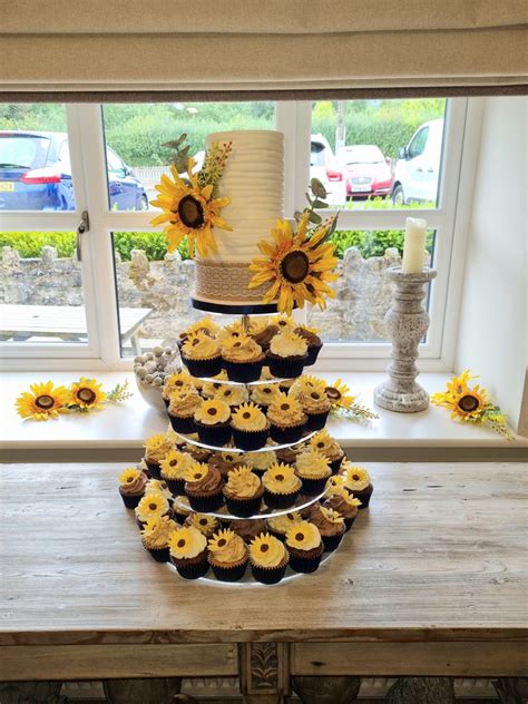Sunflowers Cupcake Tower Wedding Cake Mels Amazing Cakes