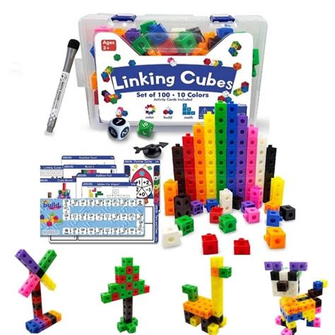 🇸🇬 100 Pcs Math Linking Cube Building Block Toy Educational Counting Colour Shape Stem Activity