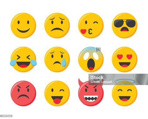 Emoji Icons Set Emoticons Collection Vector Illustration向量圖形及更多一組物體圖片