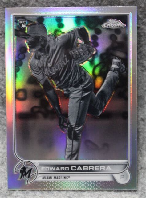 2022 Topps Chrome Edward Cabrera RC Negative Refractor Card 64 Marlins