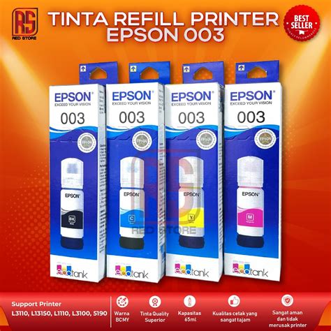 Jual 1 Paket Isi 4 Tinta Epson 003 Untuk Tipe Printer L1110 L3101 L3110