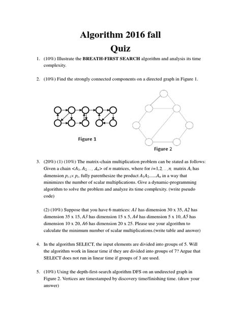 Algorithm 2016 Fall Quiz Pdf Matrix Mathematics Theoretical Computer Science
