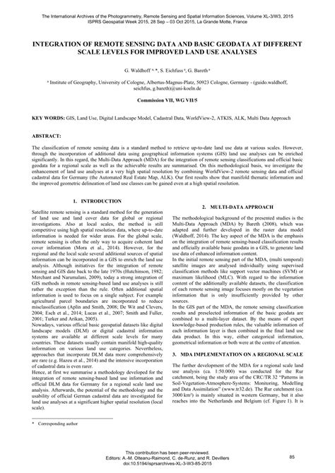 Pdf Integration Of Remote Sensing Data And Basic Geodata At Different