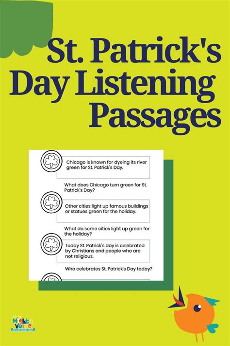 St Patricks Day Listening Comprehension Passages Auditory Memory