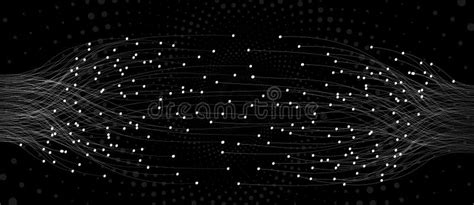 Abstract Lines With Dots Over Dark Background Connecting Or Big Data