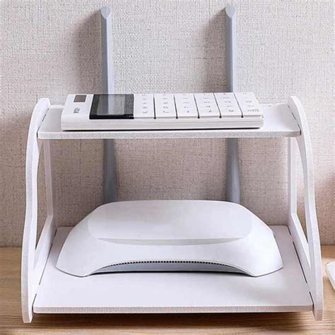 Wifi Modem Holder Double Floating Wall Mount Shelf Wood Wifi Modem Rack