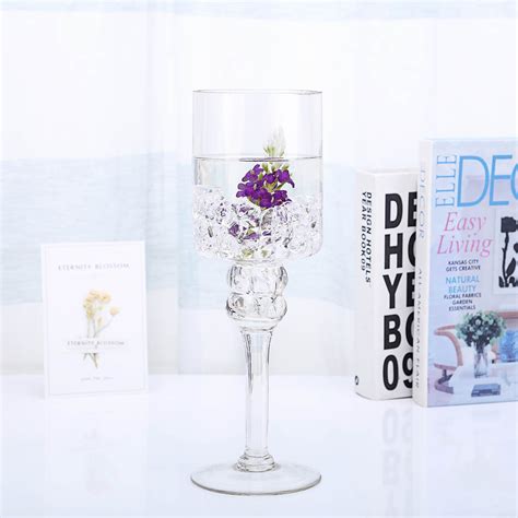 Set Of 3 Clear Long Stem Cylinder Glass Vase Candle Holder Set 12