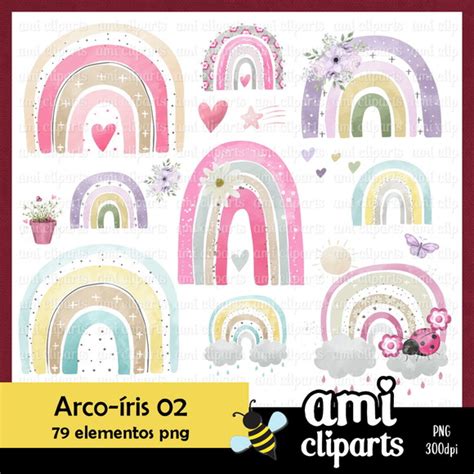 Kit Digital Arco Iris Boho Elo7 Produtos Especiais