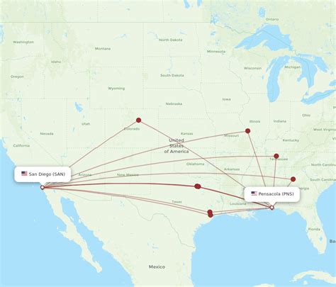 All Flight Routes From Pensacola To San Diego Pns To San Flight Routes