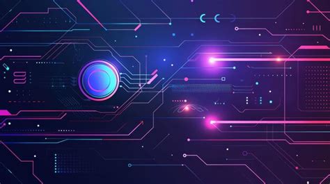 Futuristic Digital Technology Background With Glowing Circuits And Data