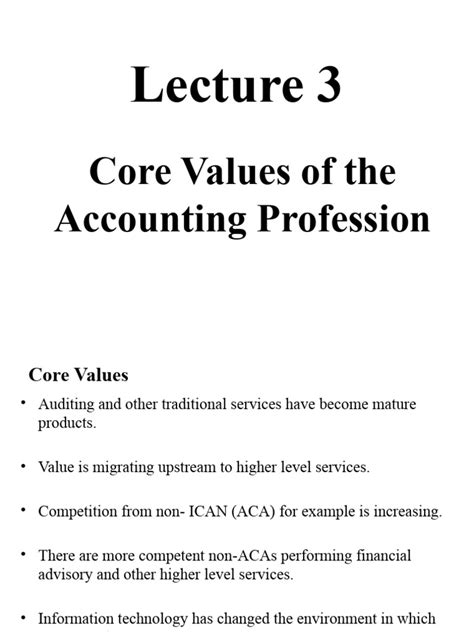 Lecture 3 Core Values Pdf Financial Audit Accounting