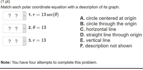 Solved Match Each Polar Coordinate Equation With A