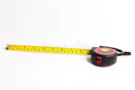A Black Red And Yellow Retractable Tape With Blank Label Stock Photo