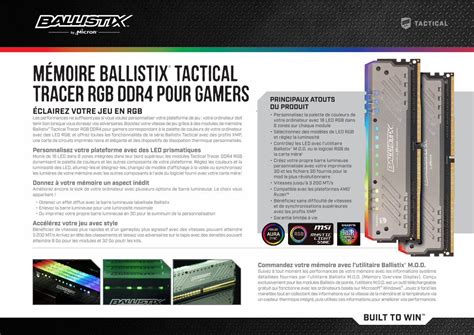 Pdf Mémoire Ballistix Tactical Tracer Rgb Ddr4 Pour Gamers · Mémoire