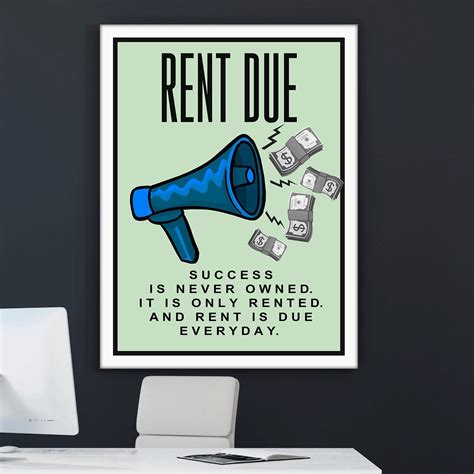 Rent Due Motivational Wall Art Canvas Print Office Decor Etsy