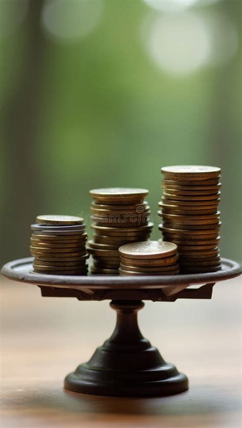 Coins On Balance Scale Symbolizing Financial Decisions Stock